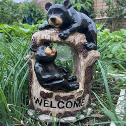 Enchanted Garden™ 12-1/2" Solar Resin Welcome Bears Garden Statue at ...