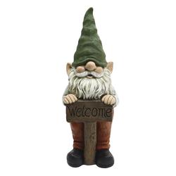 Enchanted Garden® 23.4" Gnome with Welcome Sign Garden Statue at Menards®