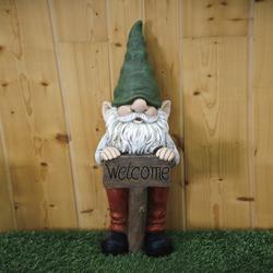 Enchanted Garden® 23.4" Gnome with Welcome Sign Garden Statue at Menards®
