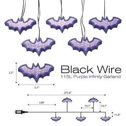 Pumpkin Hollow™ 5-Light LED Infinity Bats Novelty Halloween String ...