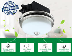 Akicon 110 CFM Brushed Nickel Ceiling Exhaust Bath Fan with LED Light ...