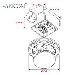 Akicon&trade Ceiling Exhaust Bath Fan with LED Light Satin White at ...