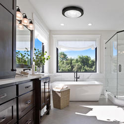 Akicon&trade Ceiling Exhaust Bath Fan with LED Light Matte Black at ...