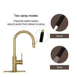 Akicon One-Handle Pull-Down Brushed Gold Kitchen Faucet at Menards®