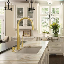 Akicon One-Handle Pull-Down Brushed Gold Kitchen Faucet at Menards®