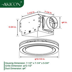 Akicon&trade Roomside 90 CFM Matte Black Ceiling Exhaust Bath Fan with ...