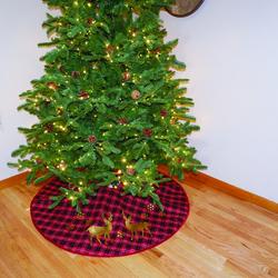 Enchanted Forest® Red Plaid Deer Tree Skirt at Menards®