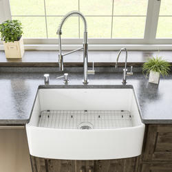 ALFI brand 30" White Smooth Curved Apron Single Bowl Fireclay Farmhouse ...