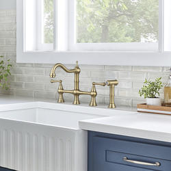 WOWOW® Two-Handle Bridge Gold Kitchen Faucet at Menards®