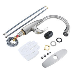 WOWOW® Gooseneck One-Handle Brushed Nickel Pull-Down Kitchen Faucet at ...