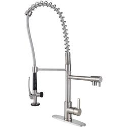 WOWOW® One-Handle Spring Pre-Rinse with Pot Filler Brushed Nickel Pull ...