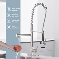 WOWOW® One-Handle Spring Pre-Rinse with Pot Filler Brushed Nickel Pull ...