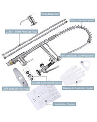 WOWOW® One-Handle Spring Pre-Rinse with Pot Filler Brushed Nickel Pull ...