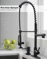 WOWOW® One-Handle Spring Pre-Rinse with Pot Filler Matte Black Pull ...