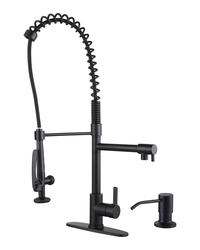 WOWOW® One-Handle Spring Pre-Rinse with Pot Filler Matte Black Pull ...