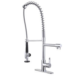 WOWOW® One-Handle Spring Pre-Rinse with Pot Filler Chrome Pull-Down ...