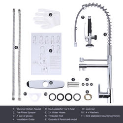 WOWOW® One-Handle Spring Pre-Rinse with Pot Filler Chrome Pull-Down ...