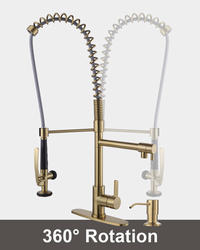 WOWOW® One-Handle Spring Pre-Rinse with Pot Filler Gold Pull-Down ...