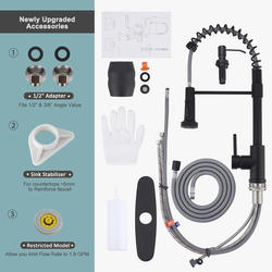 WOWOW® One-Handle Pull-Out Spring Matte Black Kitchen Faucet at Menards®