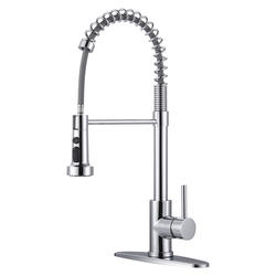 WOWOW® One-Handle Pull-Out Spring Polished Chrome Kitchen Faucet at ...