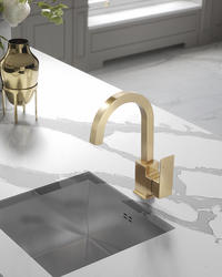 WOWOW® One-Handle Rectangular Brushed Gold Kitchen Faucet at Menards®