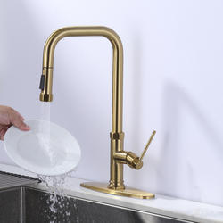 WOWOW® One-Handle Pull-Down Brushed Gold Kitchen Faucet at Menards®
