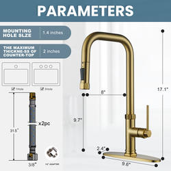 WOWOW® One-Handle Pull-Down Brushed Gold Kitchen Faucet at Menards®