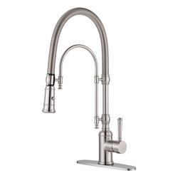 WOWOW® One-Handle High Arc Brushed Nickel Pull-Down Kitchen Faucet at ...