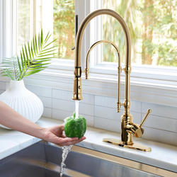 WOWOW® One-Handle High Arc Gold Pull-Down Kitchen Faucet at Menards®