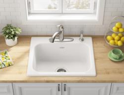 American Standard Quince Drop-in 25" Brilliant White Cast Iron 4-Hole ...