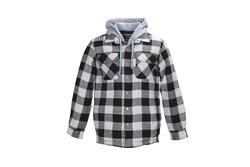RW Rugged Wear® Men's Black Grey Flannel Shirt Jacket with Hood ...