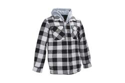 RW Rugged Wear® Men's Black Grey Flannel Shirt Jacket with Hood ...