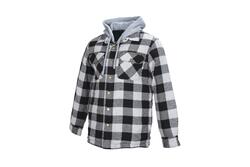 RW Rugged Wear® Men's Black Grey Flannel Shirt Jacket with Hood ...