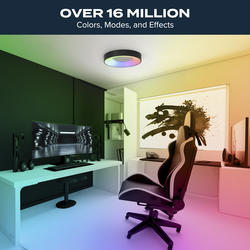 BrightLux Lighting Color Flow 13-7/9"W Black Integrated LED Smart 2000 ...