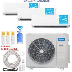 ApooDr 3-Zone 27,000 BTU 230 Volts Wi-Fi Mini Split Air Conditioner ...