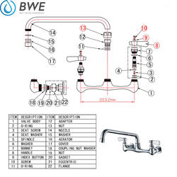 BWE® Commercial Wall-Mount Two-Handle Polished Chrome Kitchen Faucet at ...