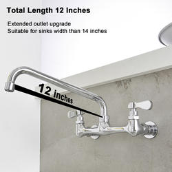 BWE® Commercial Wall-Mount Two-Handle Polished Chrome Kitchen Faucet at ...
