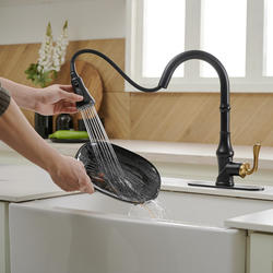BWE® One-Handle Pull-Down Gold and Black Kitchen Faucet at Menards®