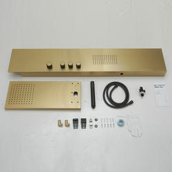 BWE®1-Jet Brushed Gold Shower Panel with Heavy Rain Shower and Handheld ...