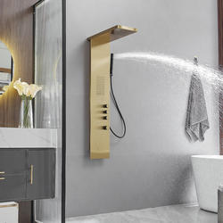 BWE®1-Jet Brushed Gold Shower Panel with Heavy Rain Shower and Handheld ...