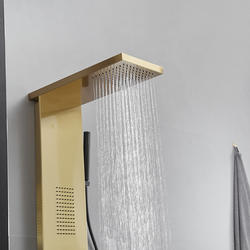 BWE®1-Jet Brushed Gold Shower Panel with Heavy Rain Shower and Handheld ...