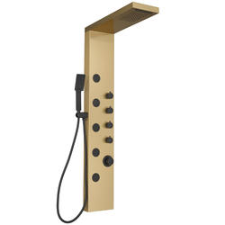 BWE®5-Jet Black Gold Shower Panel with Heavy Rain Shower and Handheld ...