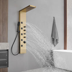 BWE®5-Jet Black Gold Shower Panel with Heavy Rain Shower and Handheld ...