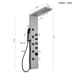BWE®5-Jet Black Nickel Shower Panel with Heavy Rain Shower and Handheld ...