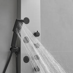 BWE®5-Jet Black Nickel Shower Panel with Heavy Rain Shower and Handheld ...