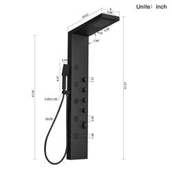 BWE®5-Jet Matte Black Shower Panel with Heavy Rain Shower and Handheld ...