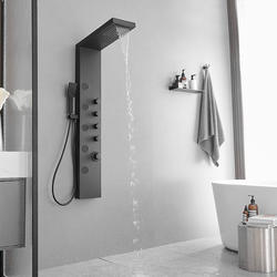 BWE®5-Jet Matte Black Shower Panel with Heavy Rain Shower and Handheld ...