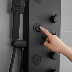 BWE®5-Jet Matte Black Shower Panel with Heavy Rain Shower and Handheld ...