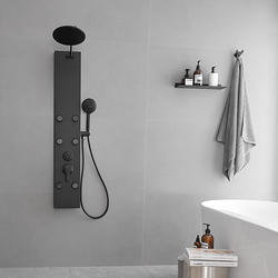 BWE®6-Jet Matte Black Shower Panel with Heavy Rain Shower and Handheld ...