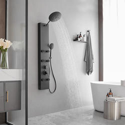 BWE®6-Jet Matte Black Shower Panel with Heavy Rain Shower and Handheld ...